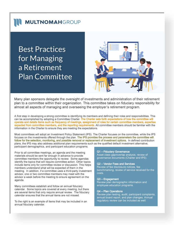 Best Practices for Managing a Retirement Plan Committee