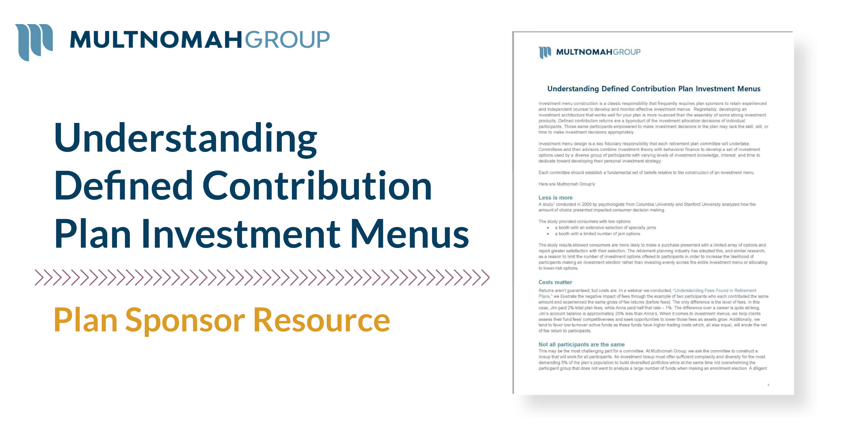 Understanding Defined Contribution Plan Investment Menus